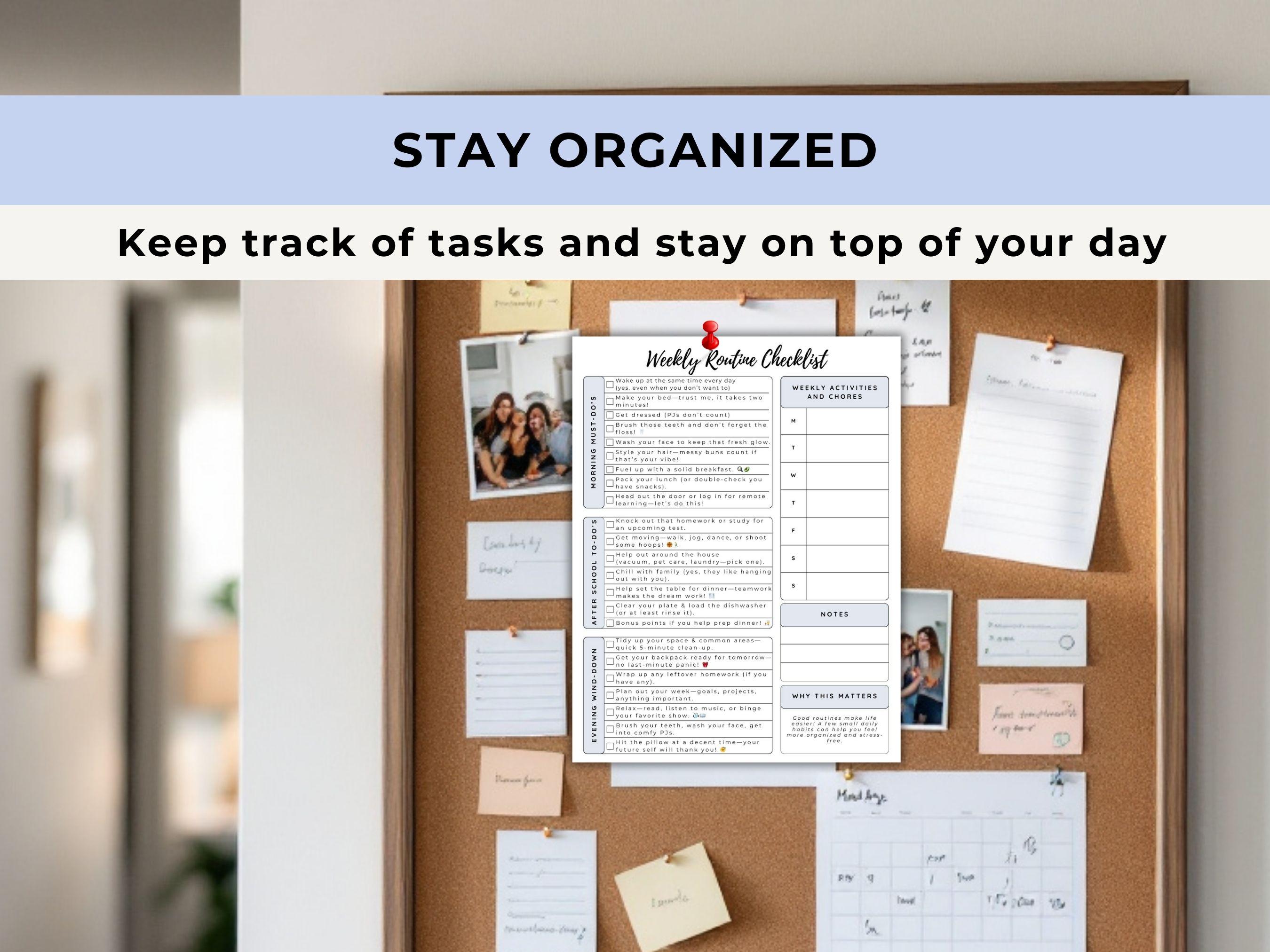 Visual Schedule for Teens, Daily Routine Checklist, Printable Chore ...