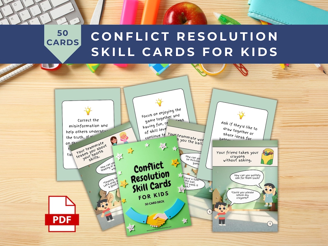 Printable Conflict Resolution Skill Cards - 25 Scenarios for Kids ...