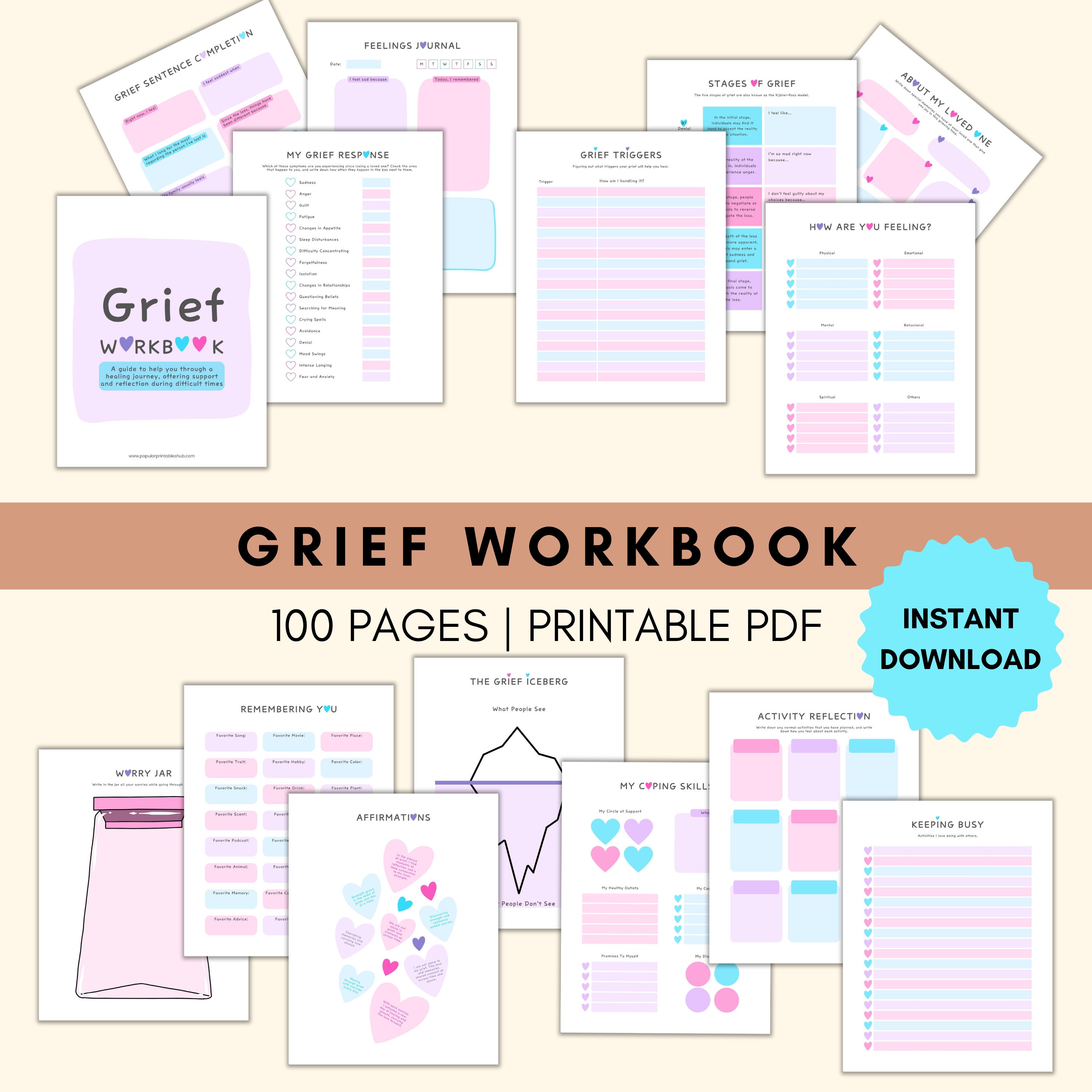 Grief Journal | Printable Template | Sympathy Gift | Stages of Grief ...