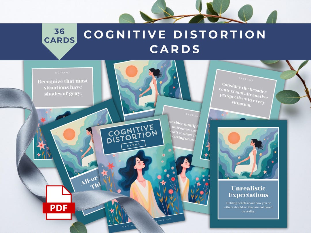 Cognitive Distortion Cards - Unhelpful Thinking - CBT Therapy Tools ...