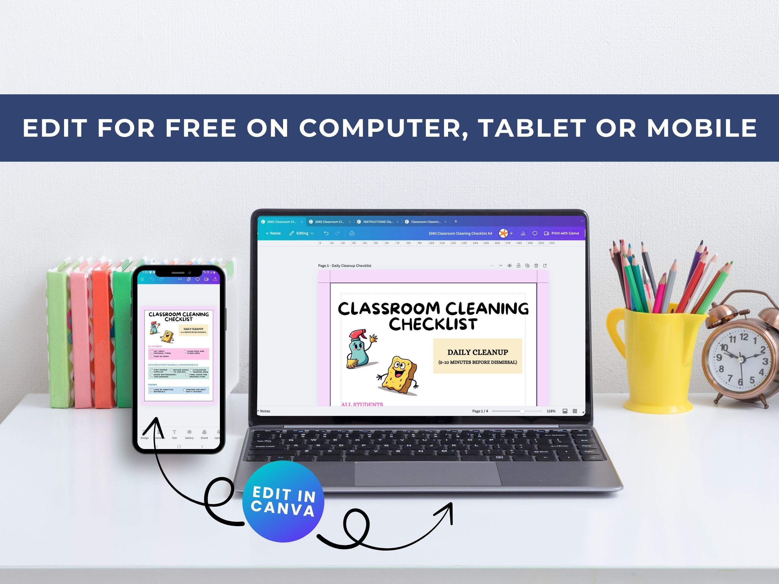 Classroom Cleaning Checklist - Printable Checklist for Teachers - Easy ...