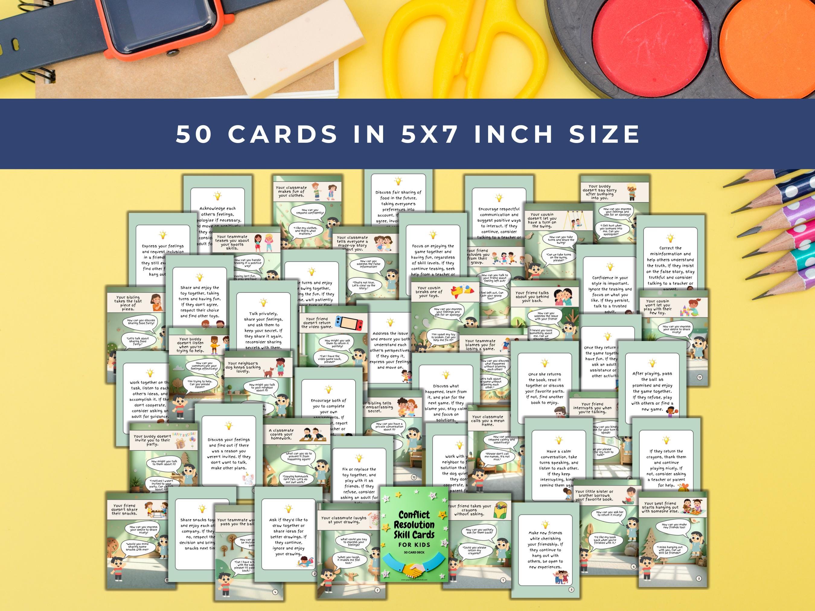 Printable Conflict Resolution Skill Cards - 25 Scenarios for Kids ...