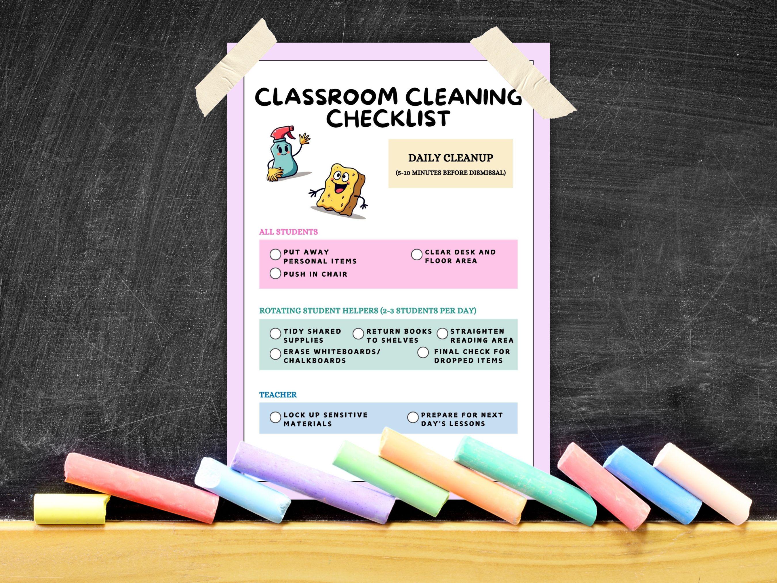 Classroom Cleaning Checklist - Printable Checklist for Teachers - Easy ...