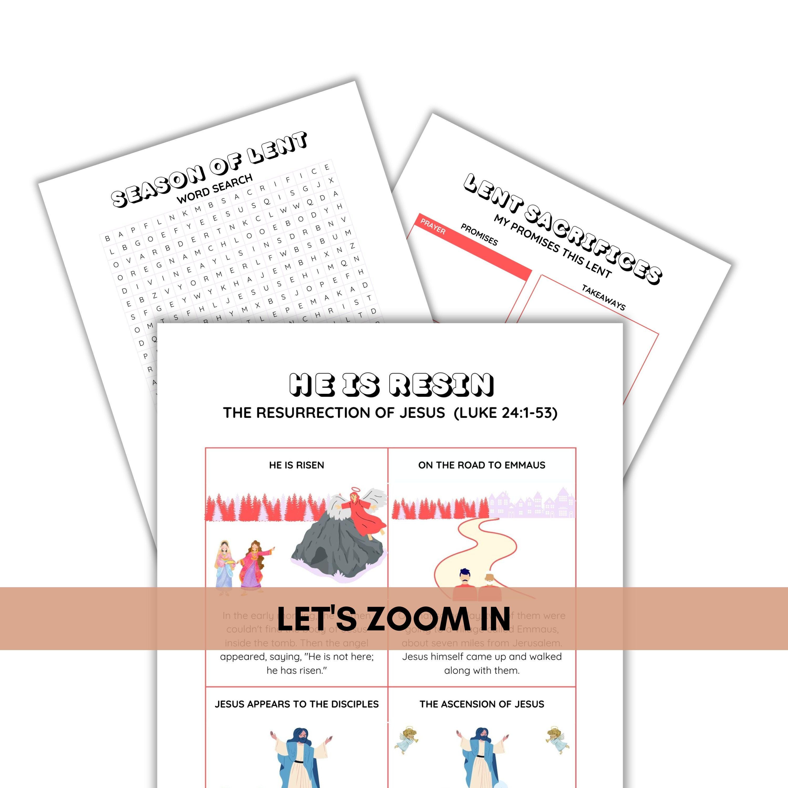 Lent Activity Sheets, Printable Kids Crafts, Bible Story Activities ...