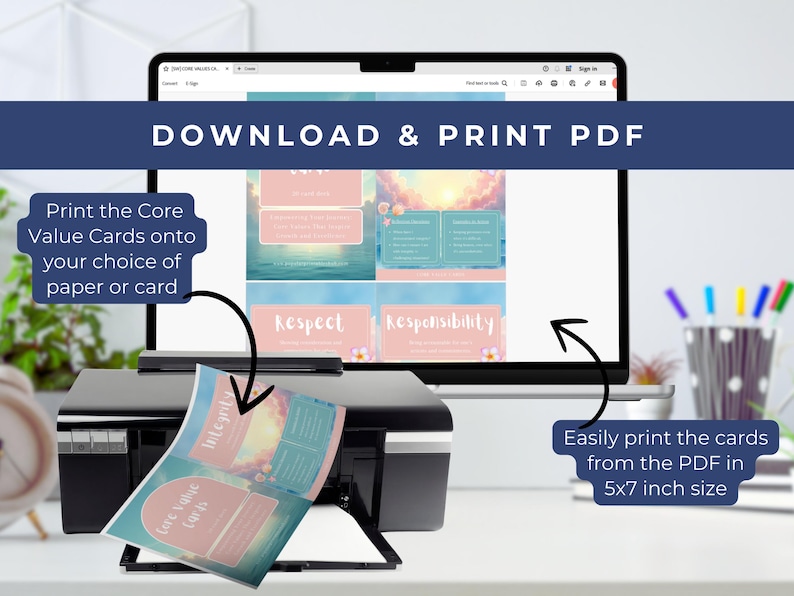 Core Values Cards Printable Therapy Tools Self Development Values ...