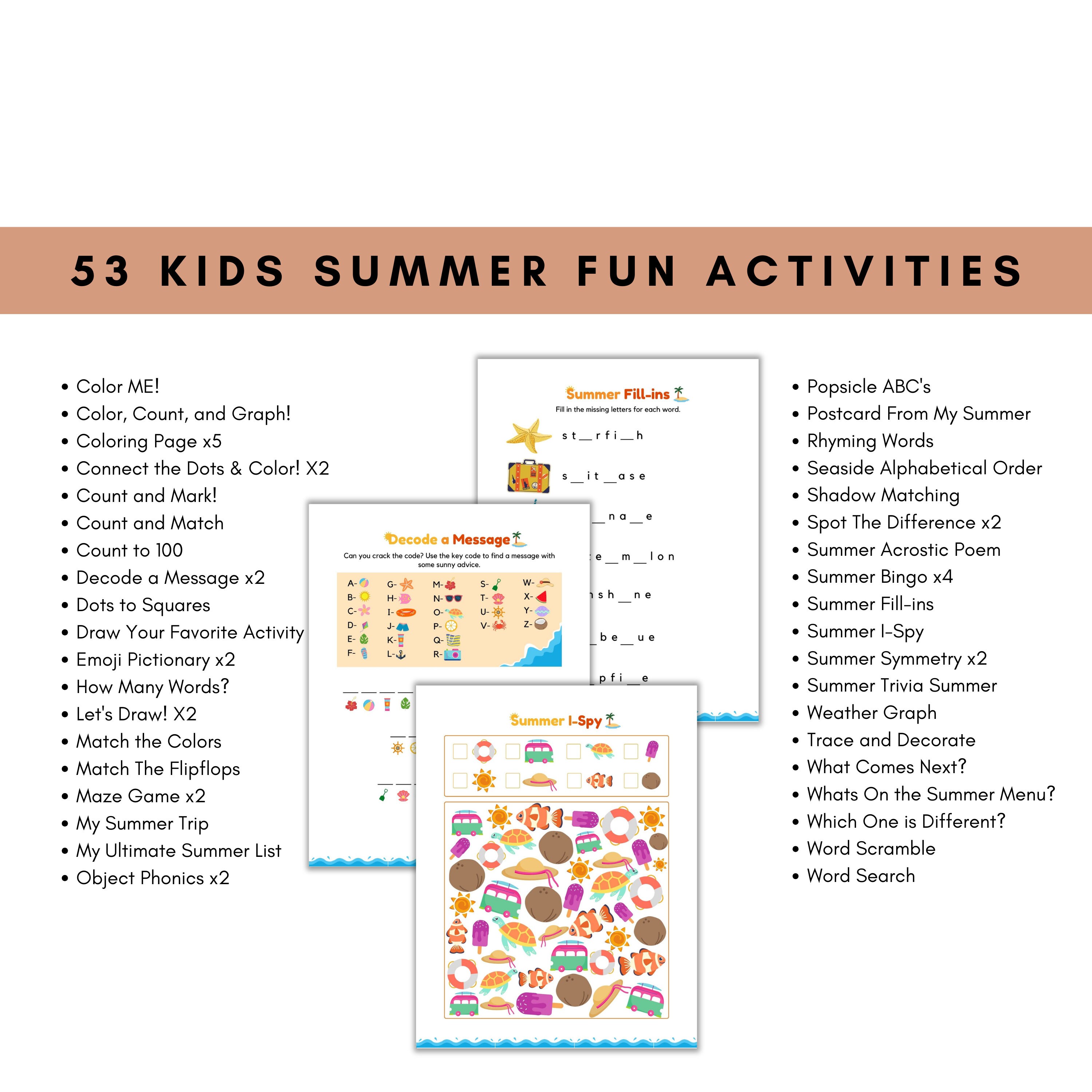 Summer Coloring Pages | Printable Summer Activity | Kids Activity Pack ...