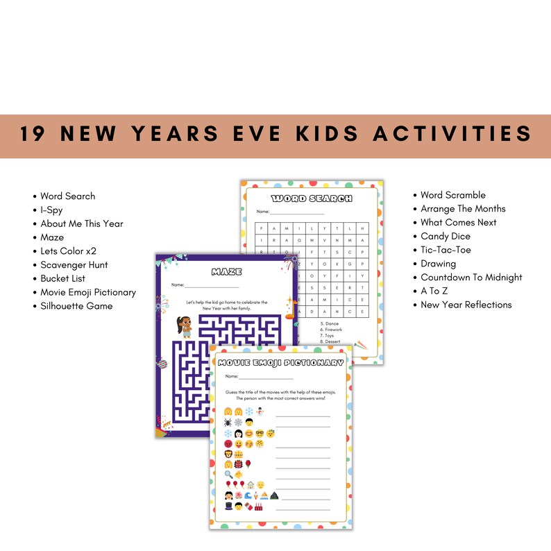 Kids New Years Eve Activity | Nye Printable | New Years Activity for ...