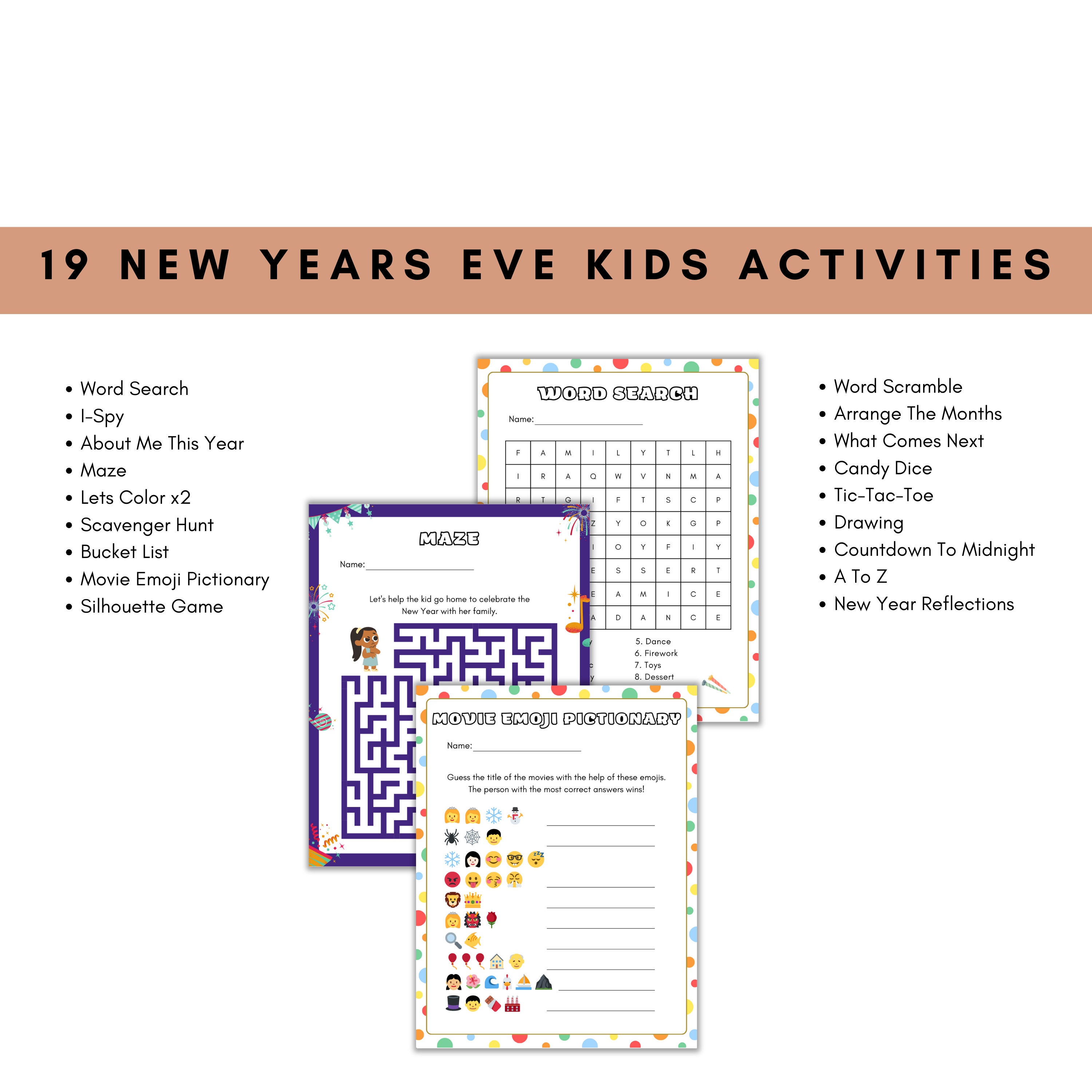 Kids New Years Eve Activity | Nye Printable | New Years Activity for ...
