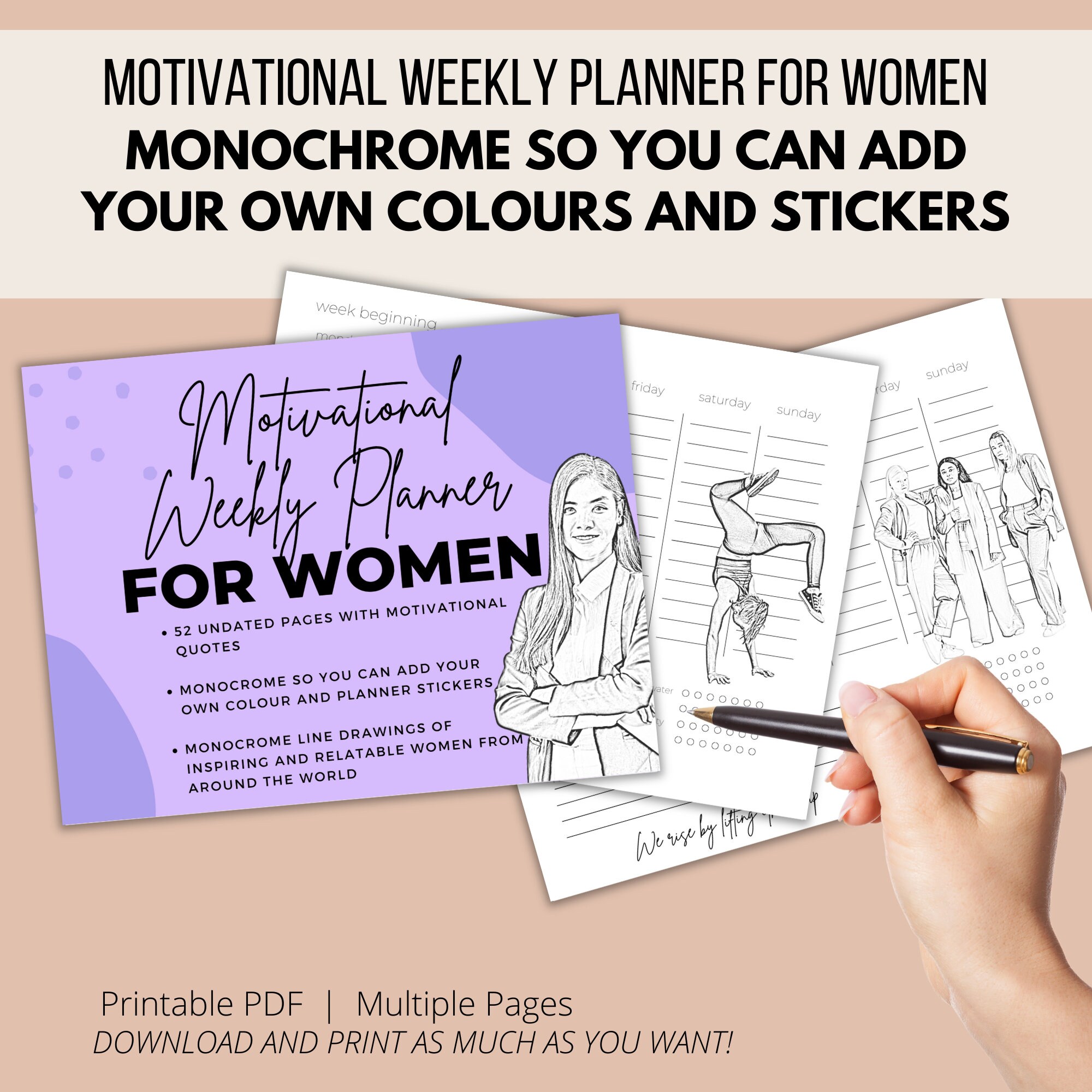 Motivational Weekly Planner for Women | PDF Journal Printable | Instant ...