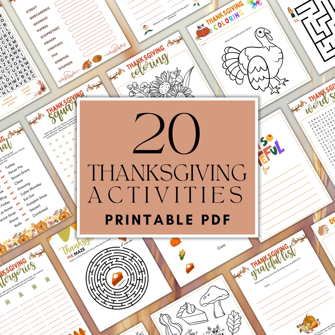 Thanksgiving Games Printable Thanksgiving Day Activities Turkey Day ...