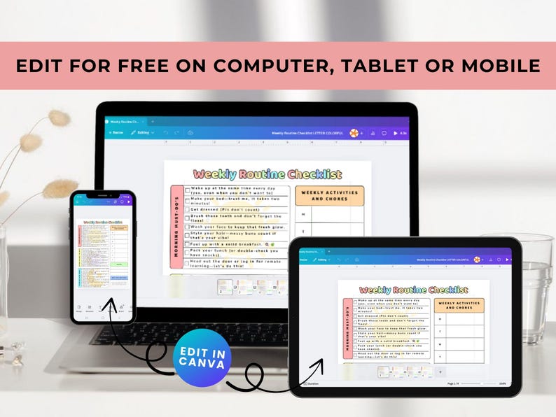 Daily Checklist for Teens ADHD Visual Schedule, Printable Routine Chore ...
