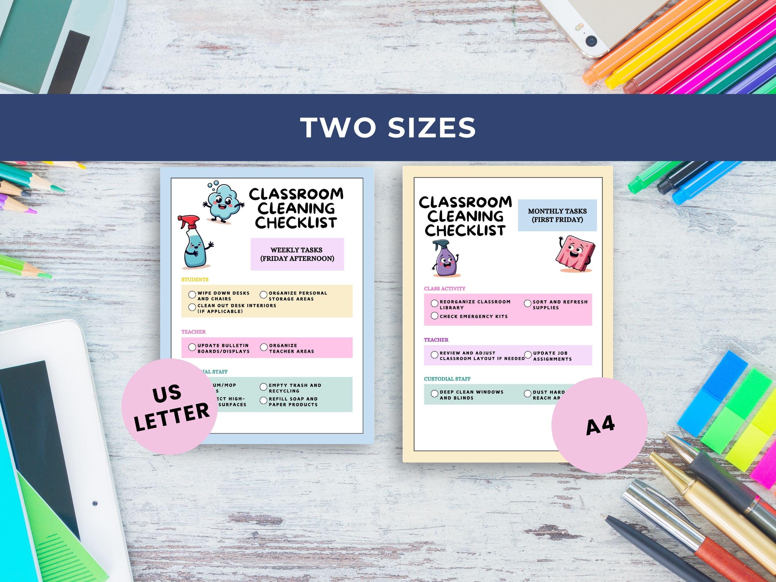 Classroom Cleaning Checklist - Printable Checklist for Teachers - Easy ...