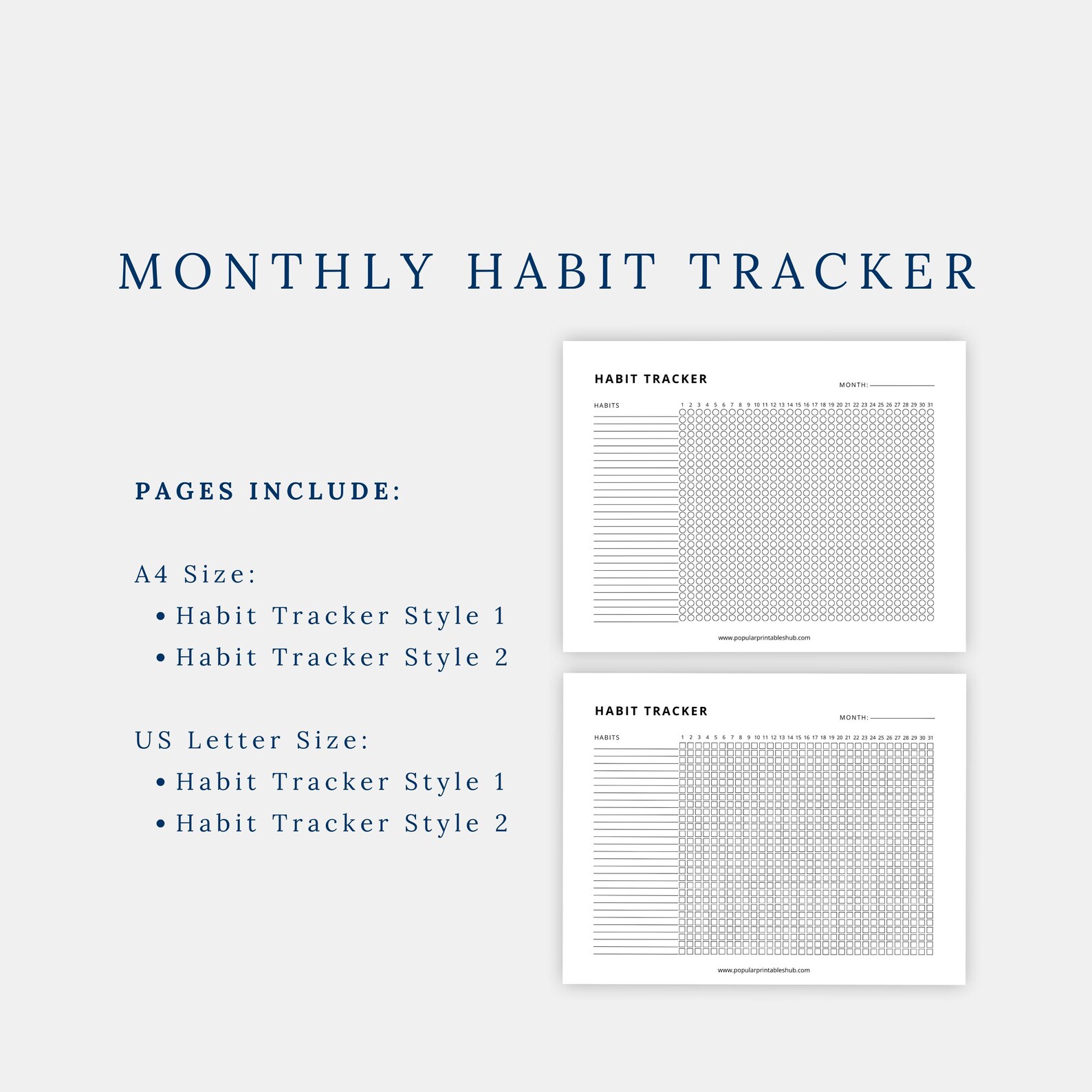 Monthly Habit Track | Daily Habit Tracker | Routine Tracker | Goal ...