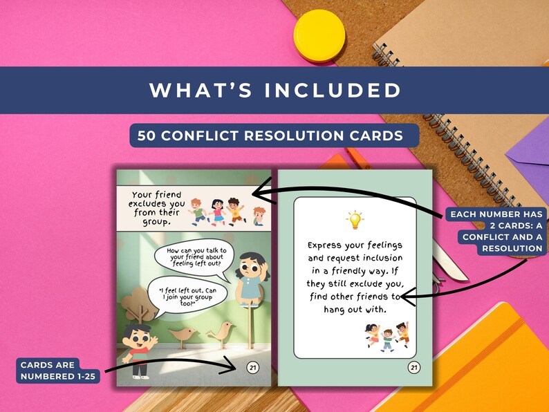 Printable Conflict Resolution Skill Cards - 25 Scenarios for Kids ...
