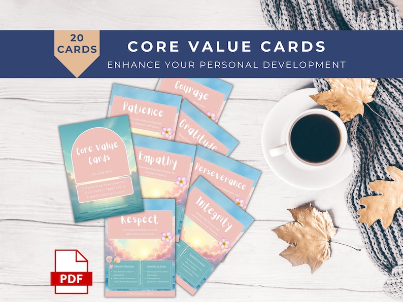 Core Values Cards - Printable Therapy Tools - Self Development - Values Exploration - Etsy Australia