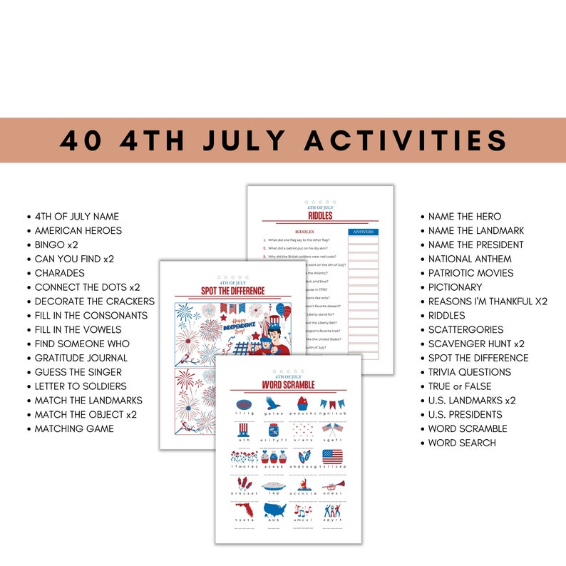 4th of July Printables | Educational Printable | July 4th Game for Kid ...