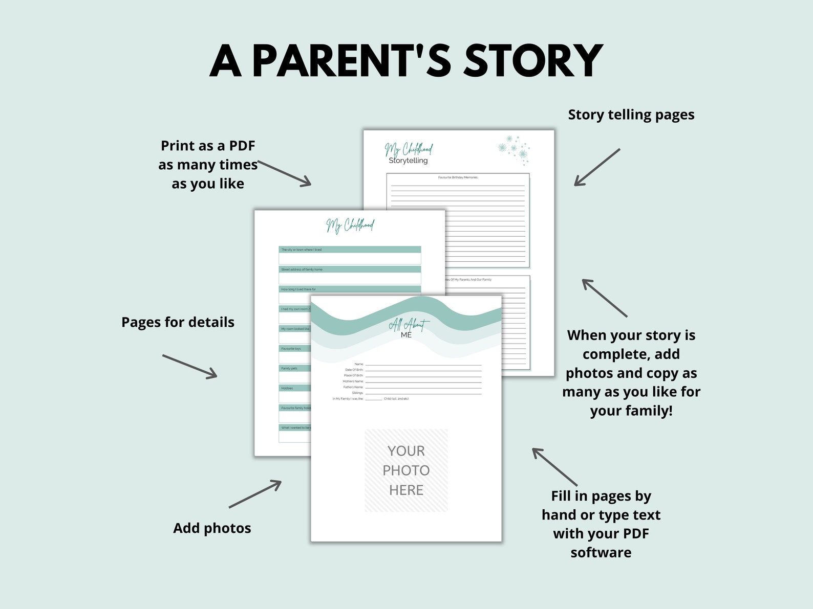 Parent's Story | Grandparent's Story | Printable PDF | Instant Download ...