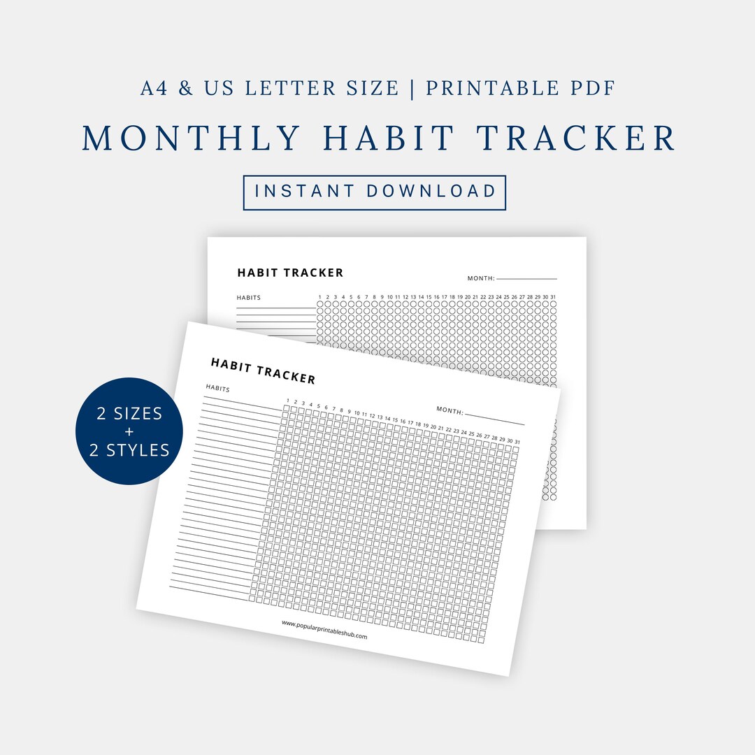 Monthly Habit Track | Daily Habit Tracker | Routine Tracker | Goal ...