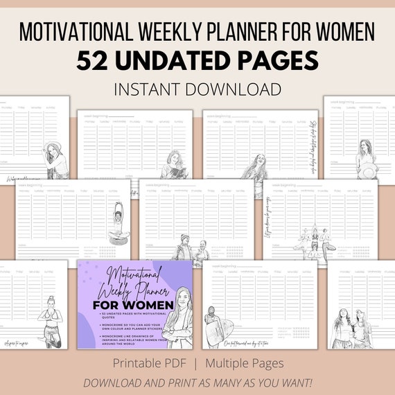 Motivational Weekly Planner for Women PDF Journal Printable - Etsy