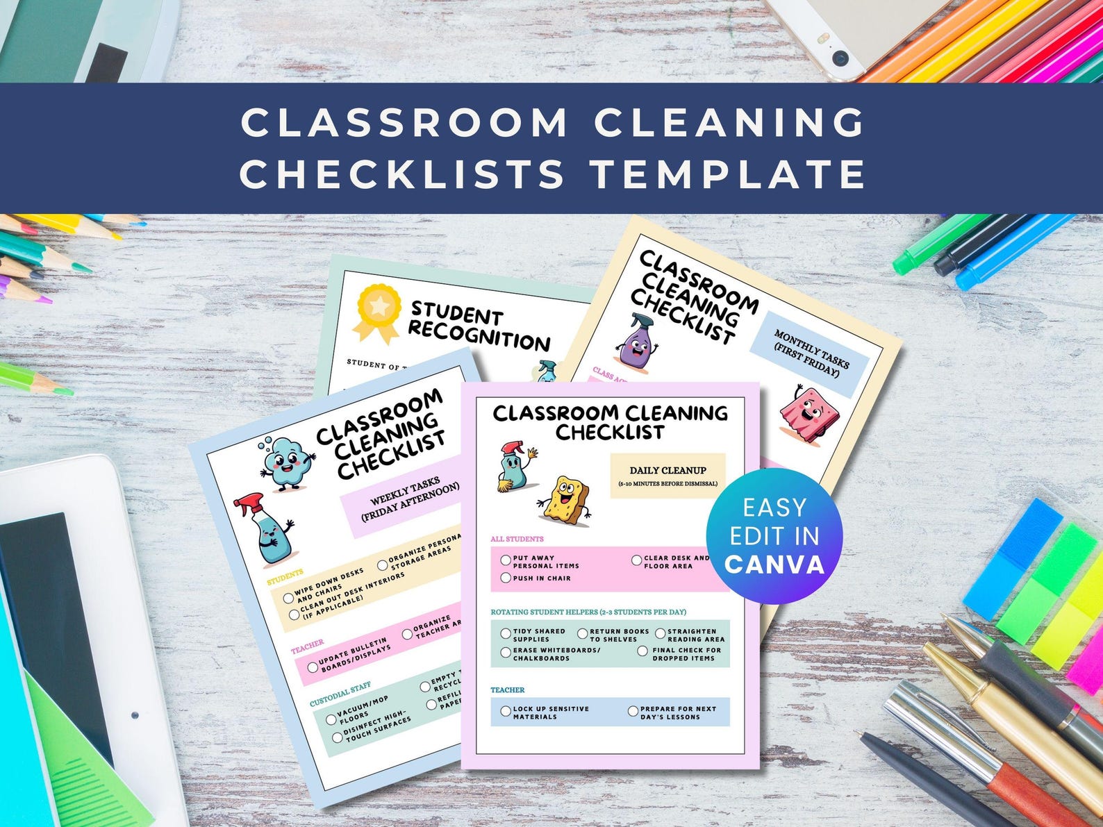 Classroom Cleaning Checklist - Printable Checklist for Teachers - Easy ...