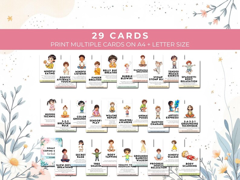 Somatic Coping Skills Cards for Kids – 29 Printable Mindfulness ...