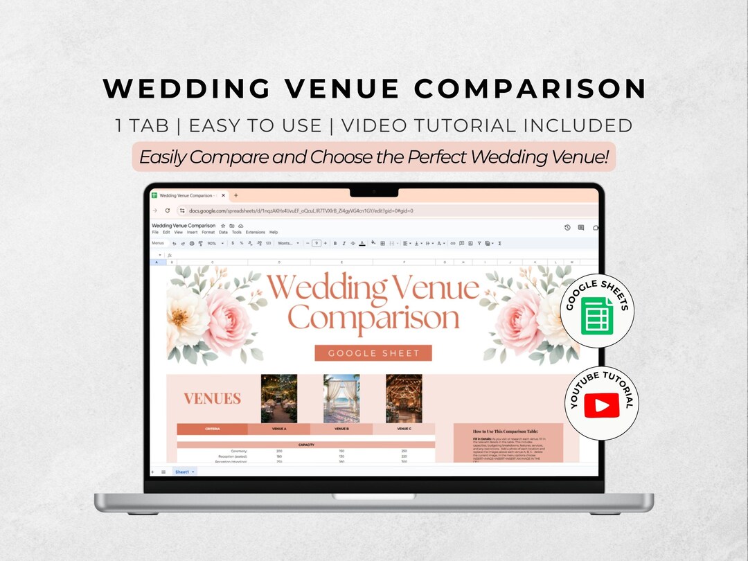 Wedding Venue Comparison Spreadsheet | Google Sheets Wedding Planner ...
