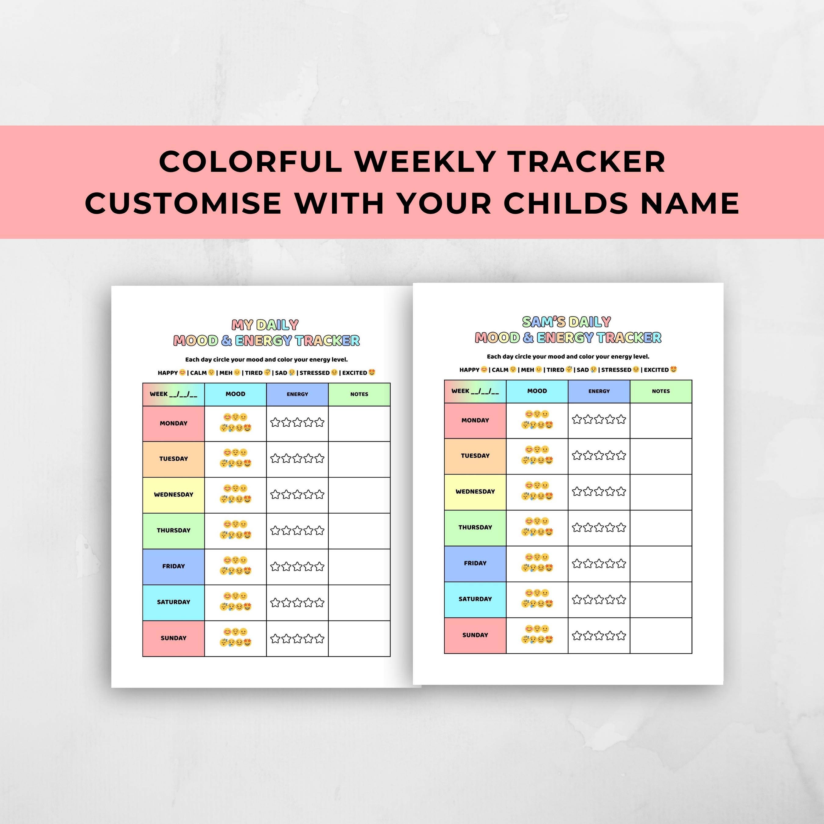 ADHD Mood and Energy Tracker, Printable Mood Journal, Daily Planner ...