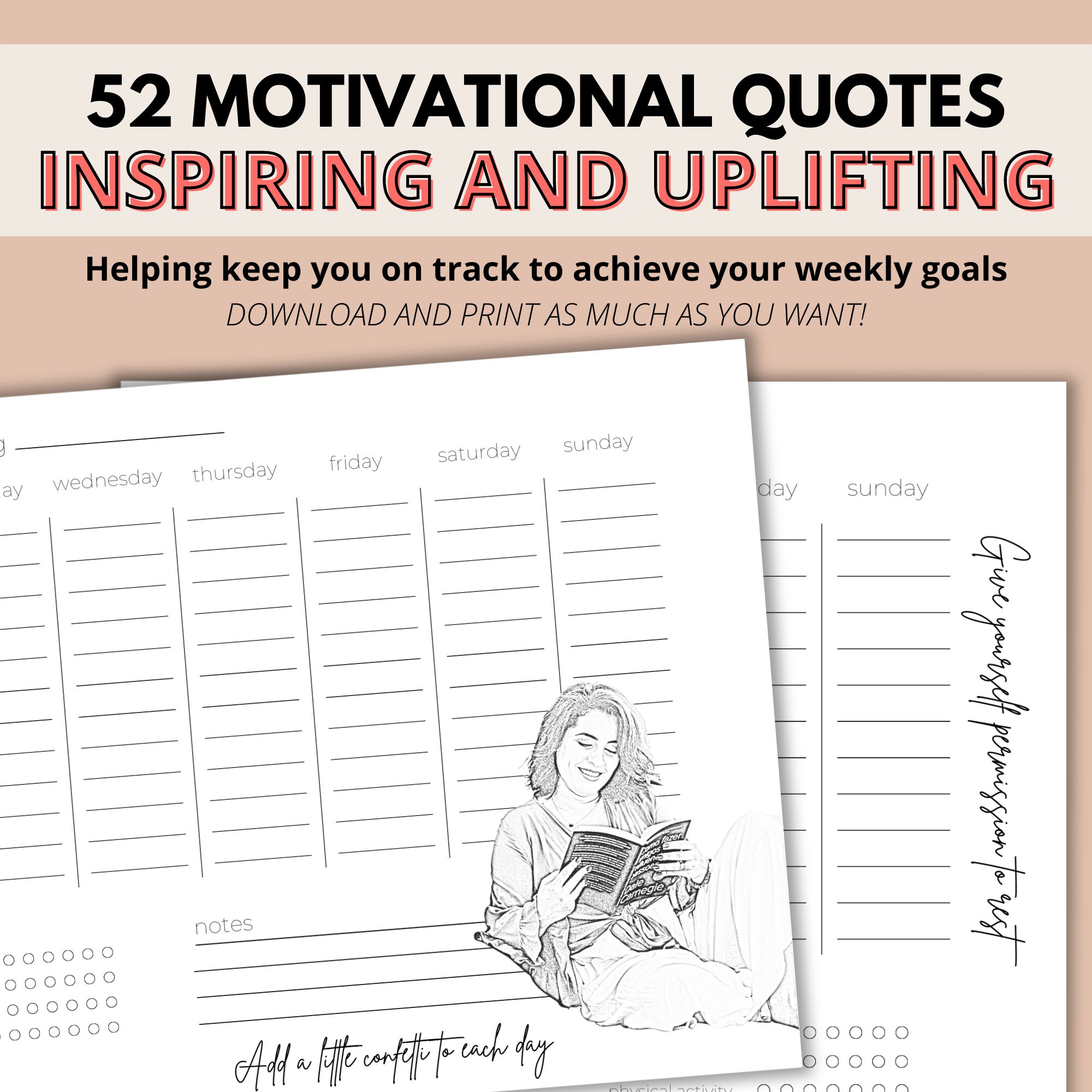 Motivational Weekly Planner for Women | PDF Journal Printable | Instant ...