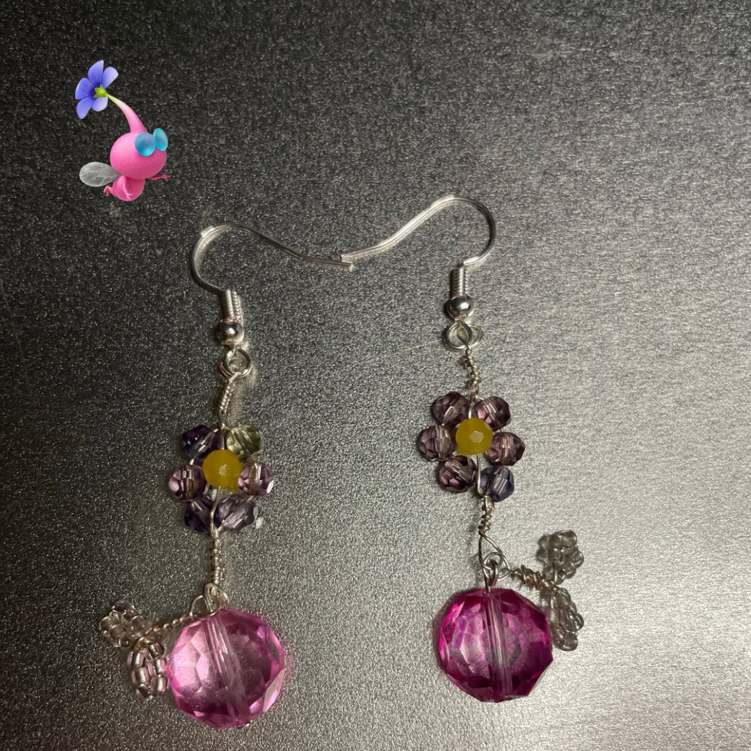 Pink Winged Pikmin Inspired 925 Plated Earrings - Etsy
