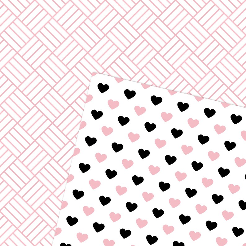 SALE Light Pink and Black Digital Papers, Pink and Black Digital Paper ...