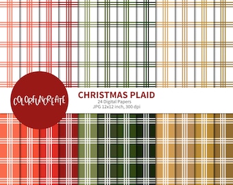 Christmas Plaid Digital Paper in Red and Green - Etsy