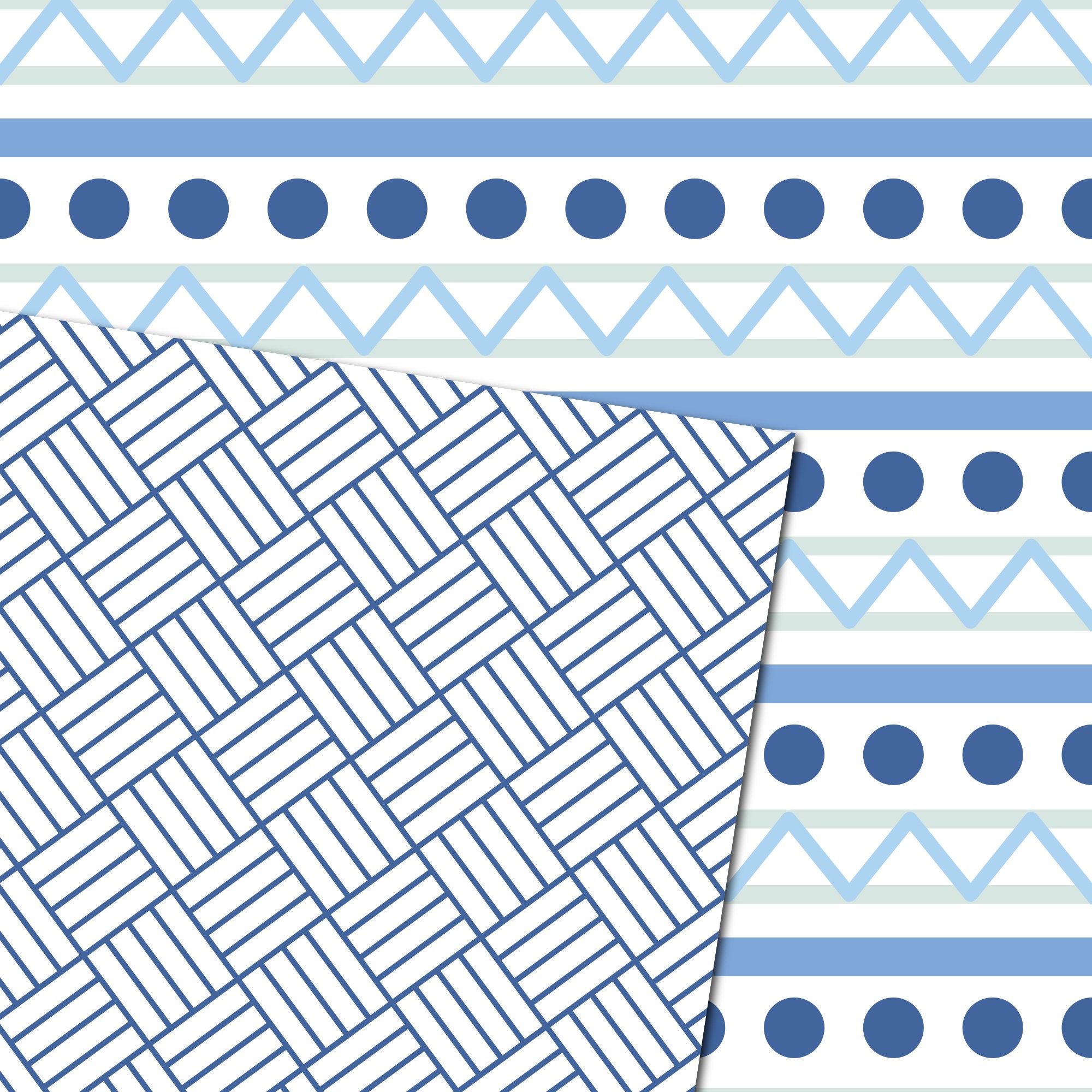 SALE Shades of Blue Digital Papers, Blue and White Digital Paper Pack ...