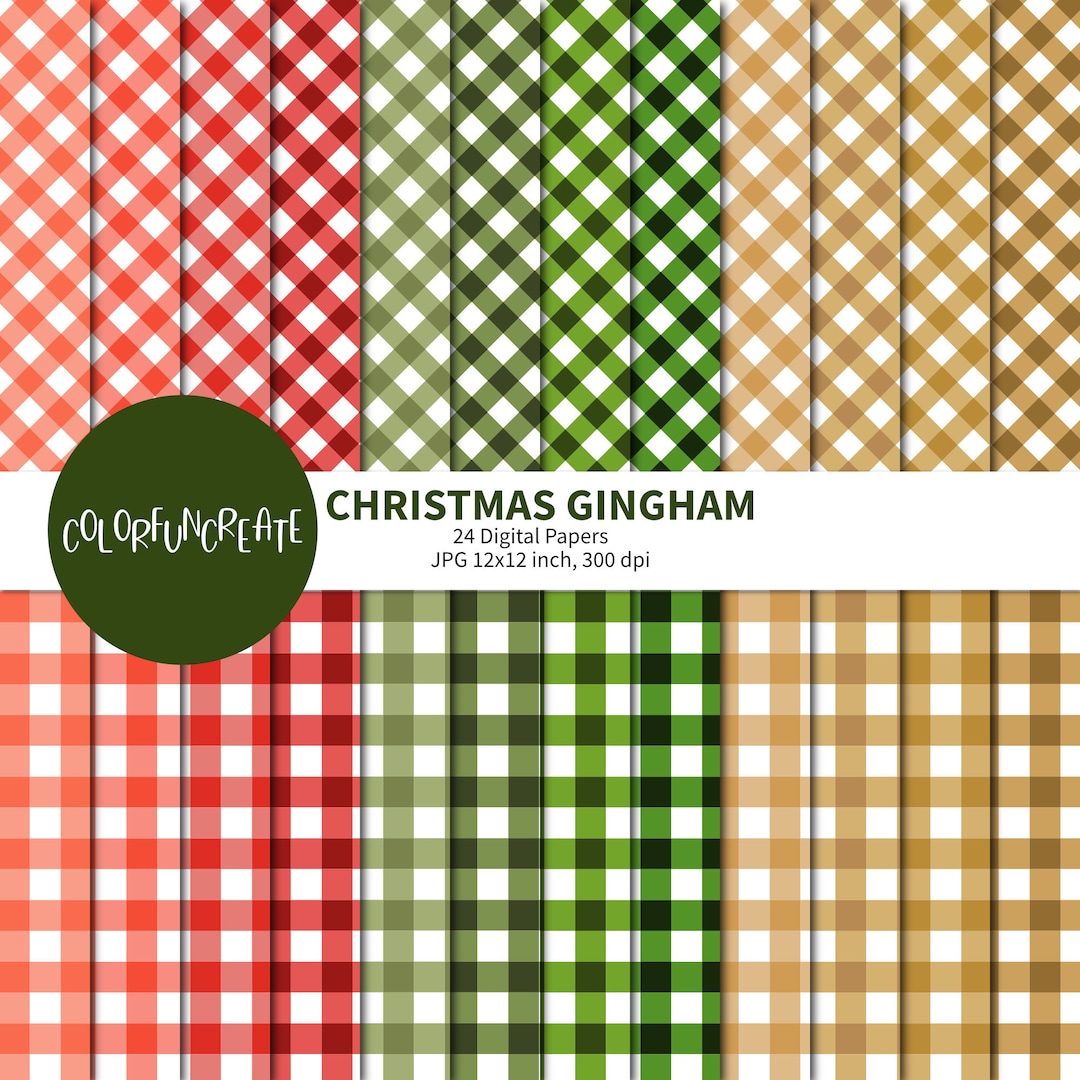 SALE Christmas Gingham Digital Papers, Christmas Gingham Patterns ...