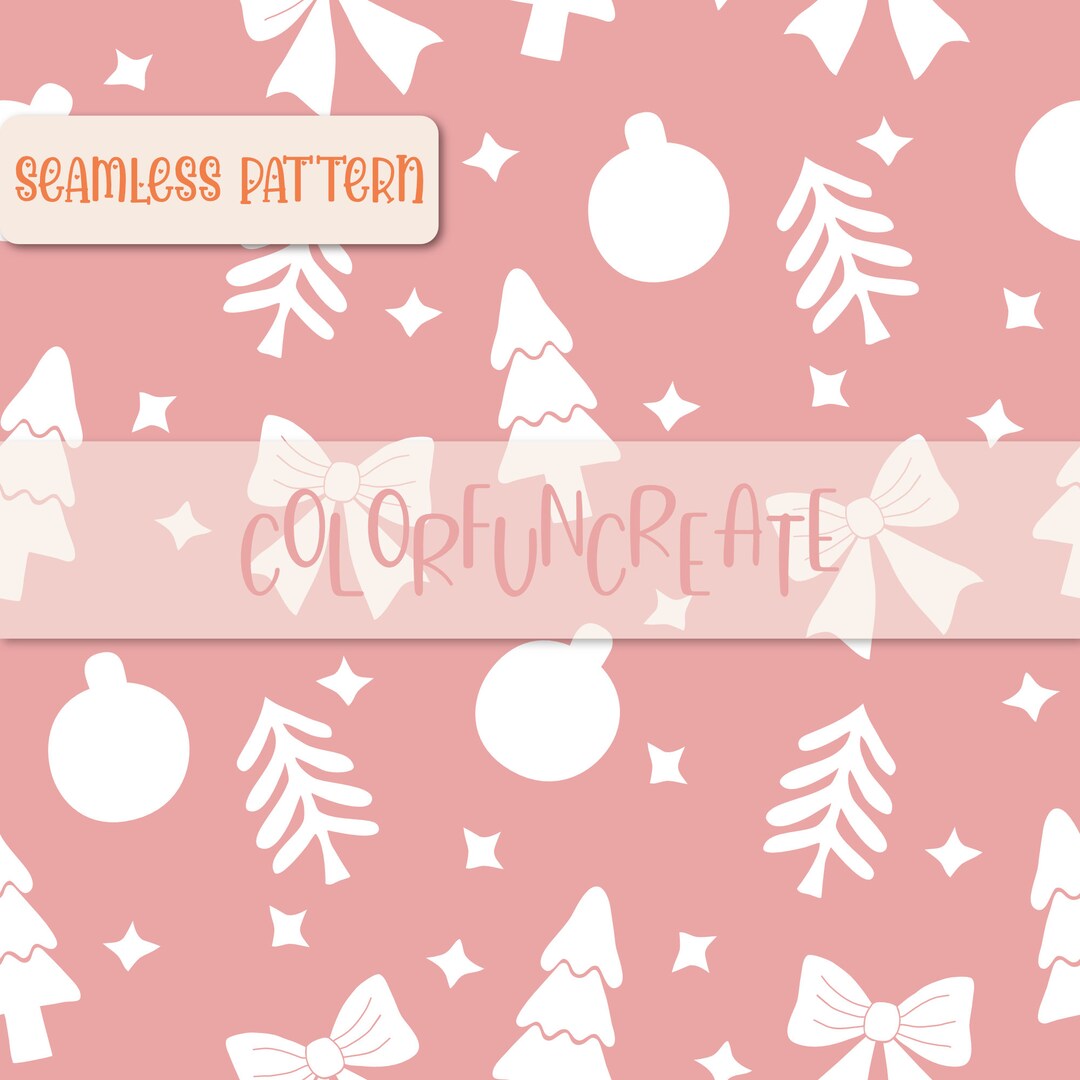 Pink Silhouette Christmas Seamless Pattern, Boho Christmas Pattern for ...