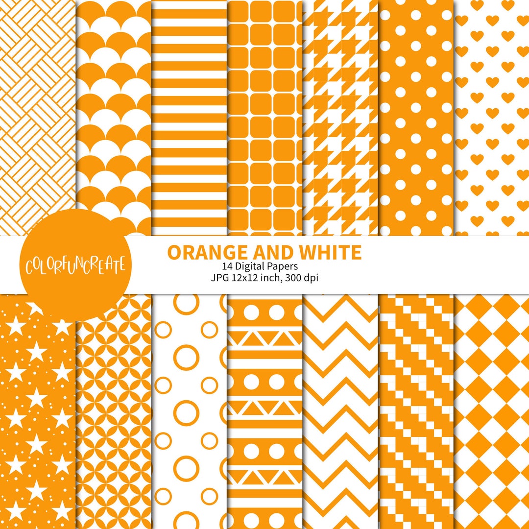 SALE Orange and White Digital Papers Orange Digital Paper - Etsy