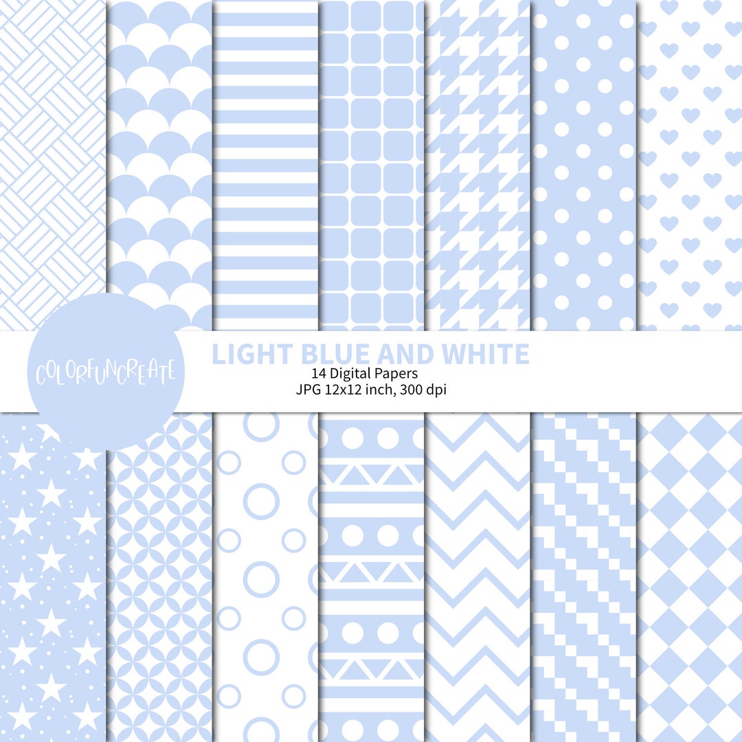 SALE Light Blue and White Digital Papers, Blue Digital Paper Pack ...