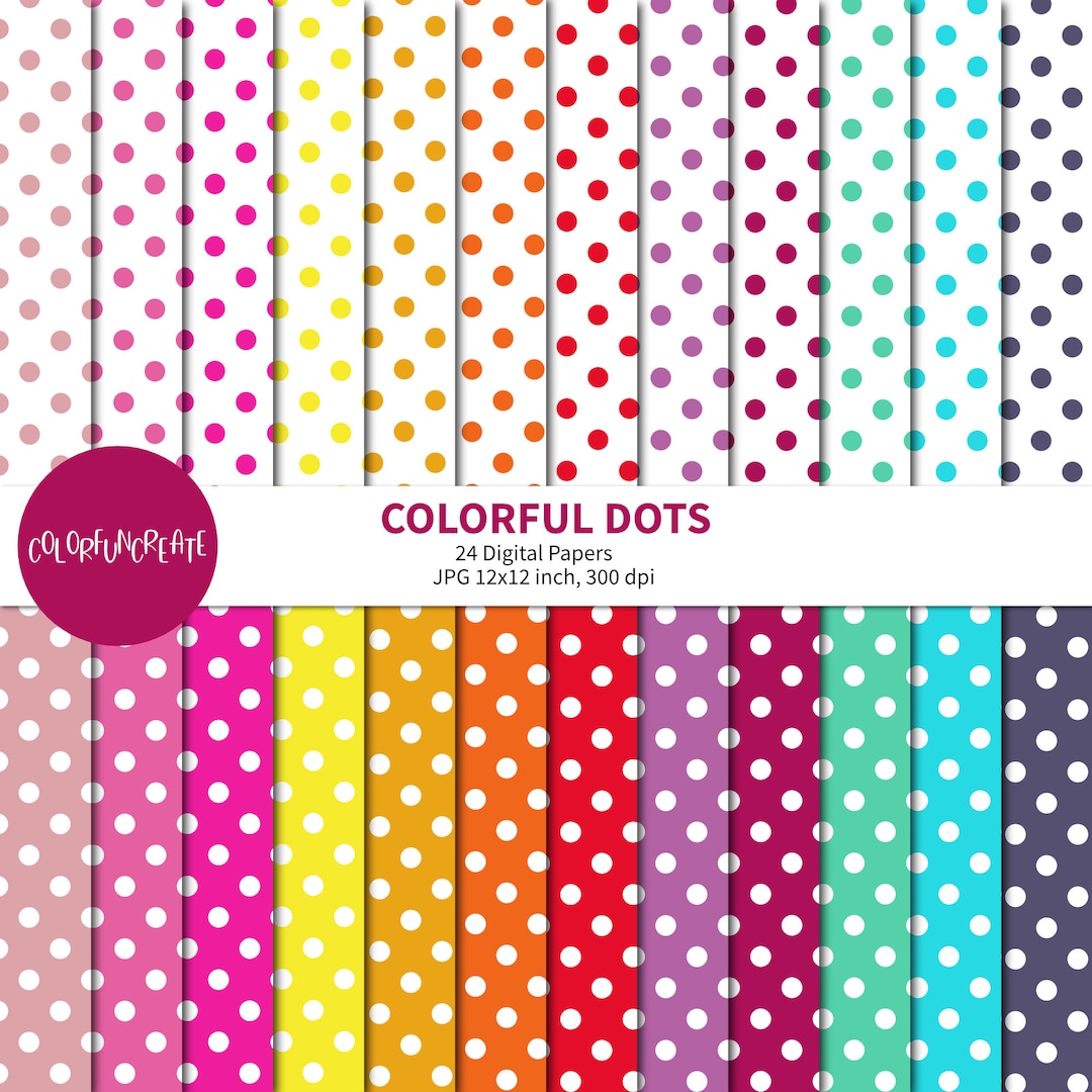 SALE Colorful Dots Digital Papers, Seamless Patterns for Scrapbooking ...