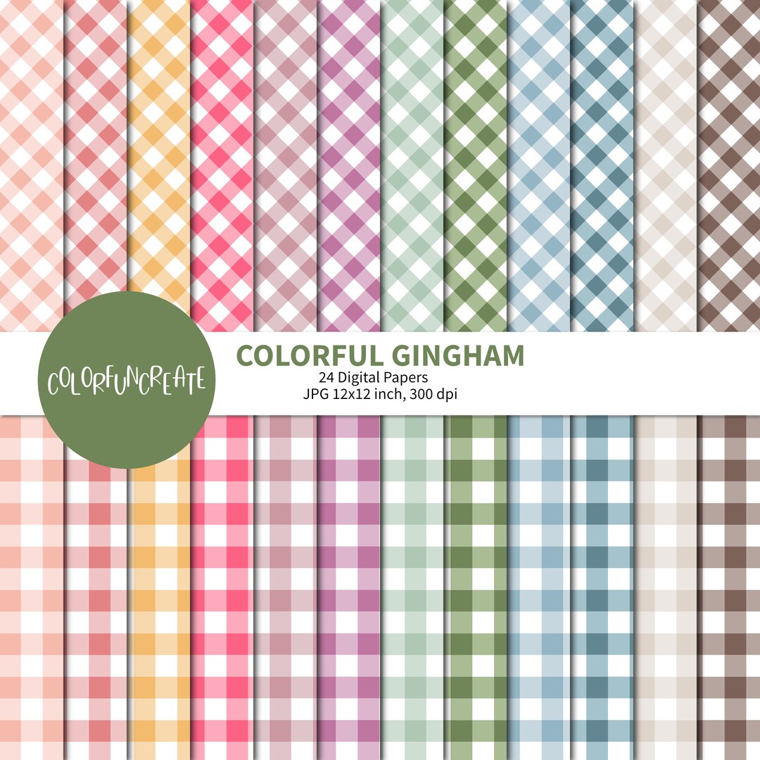 SALE Colorful Gingham Digital Papers, Colorful Gingham Seamless ...