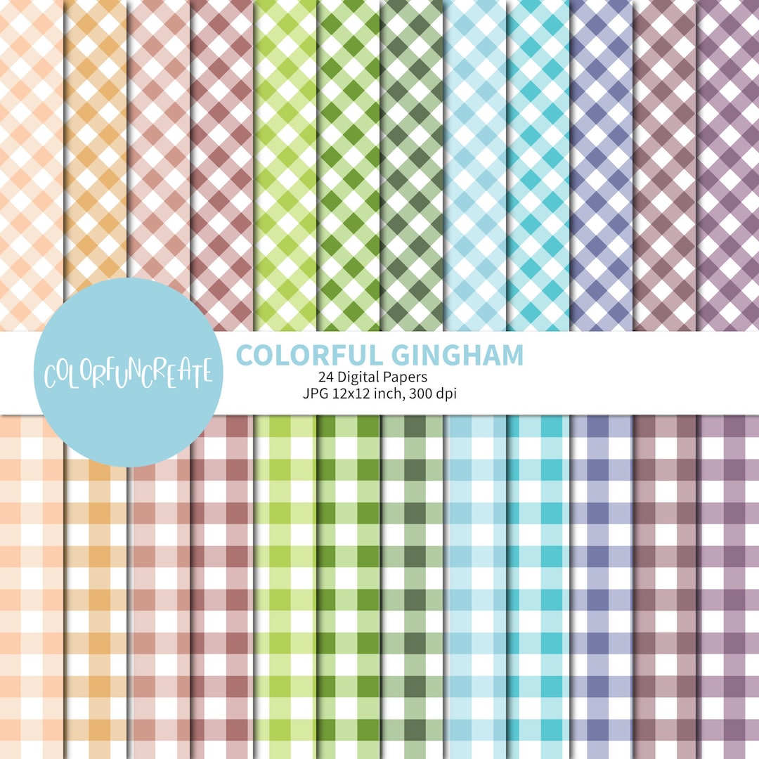 SALE Colorful Gingham Digital Papers, Colorful Check Patterns ...