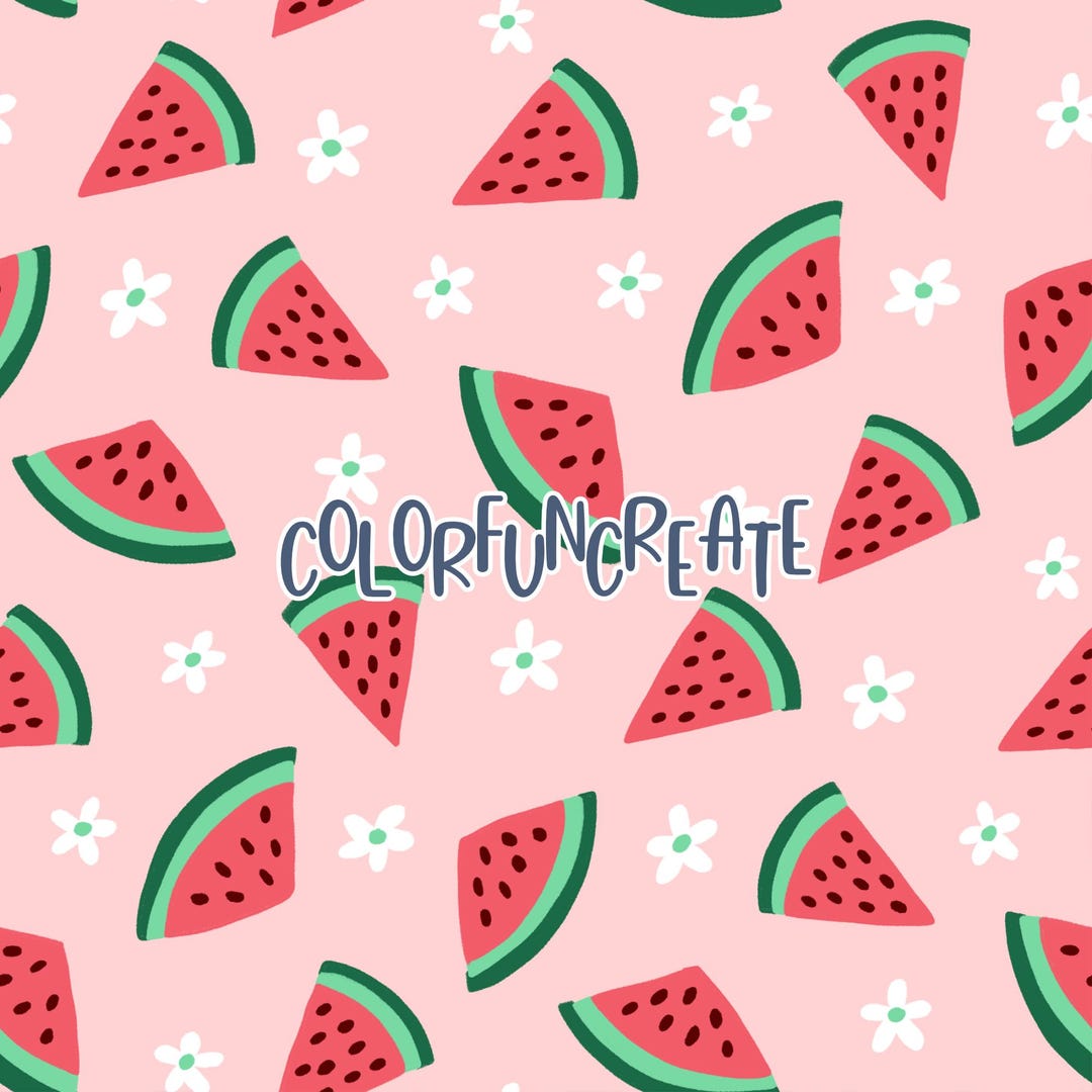 Watermelon Floral Pink Seamless Pattern, Summer Fruit Pattern for ...