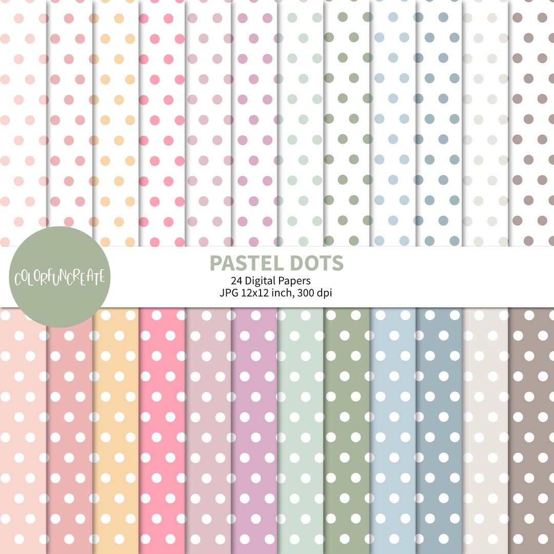 SALE Pastel Dots Digital Papers, Patterns for Scrapbooking and ...