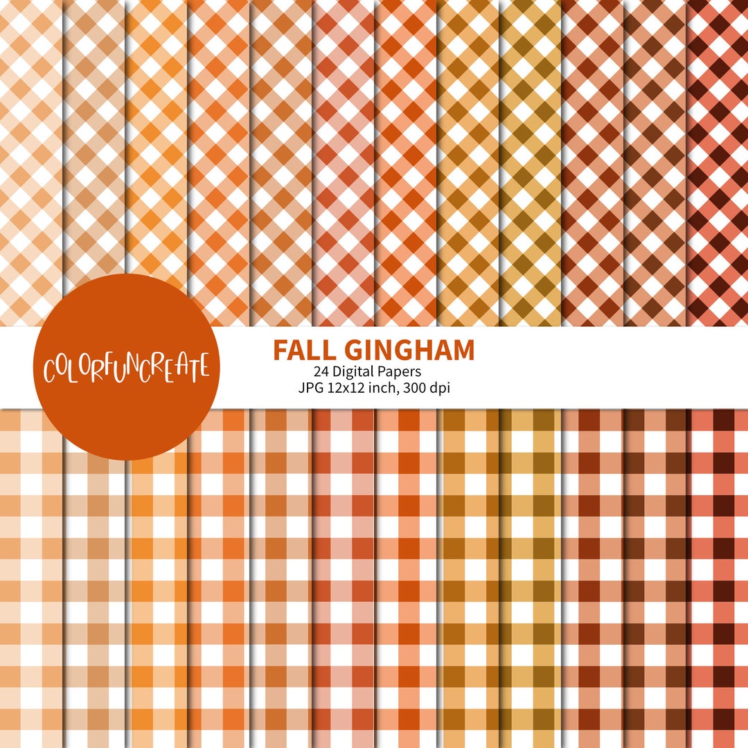 SALE Fall Gingham Digital Papers Rustic Checkered Patterns - Etsy
