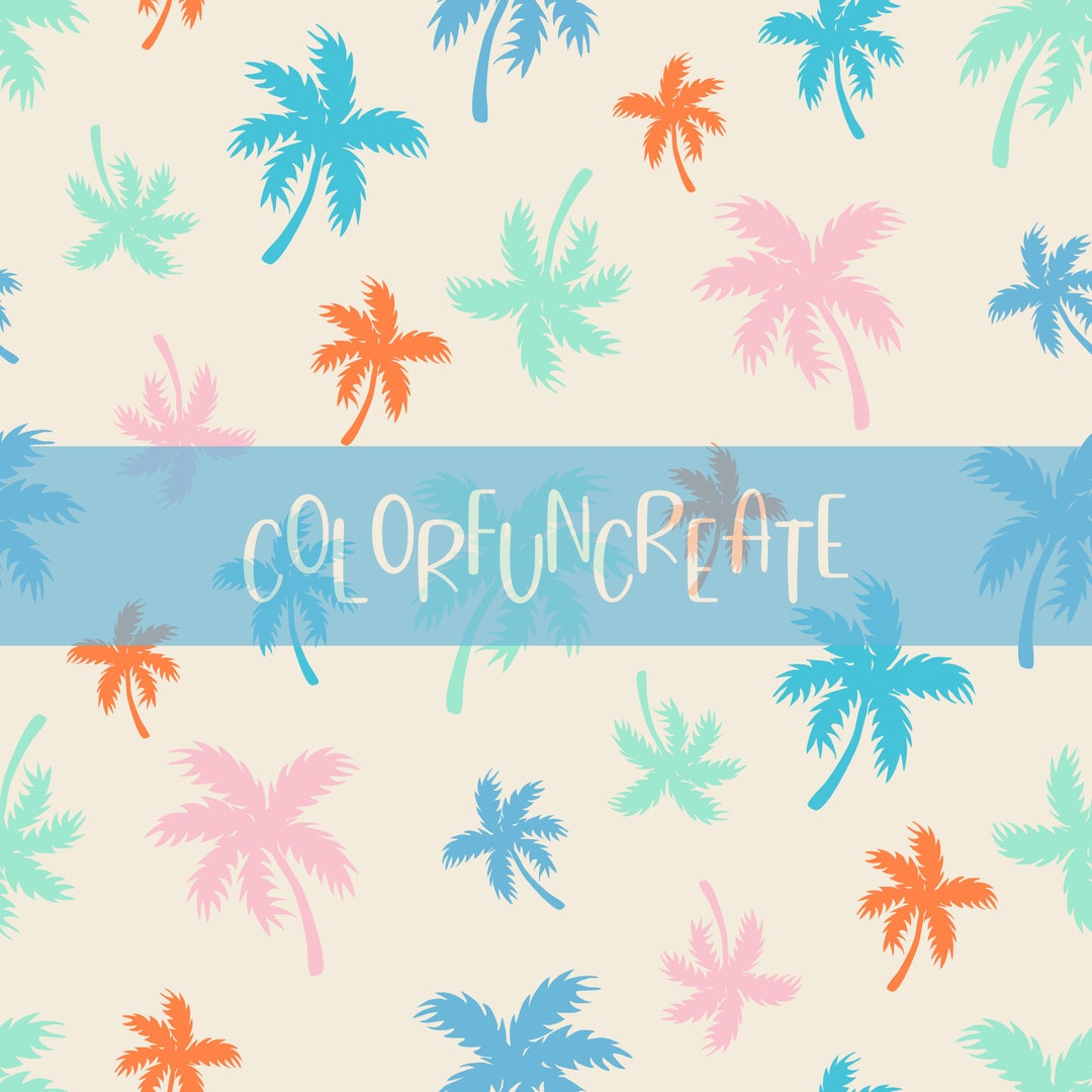 Vibrant Summer Palm Tree Pattern, Palm Tree Seamless Pattern for Fabric ...