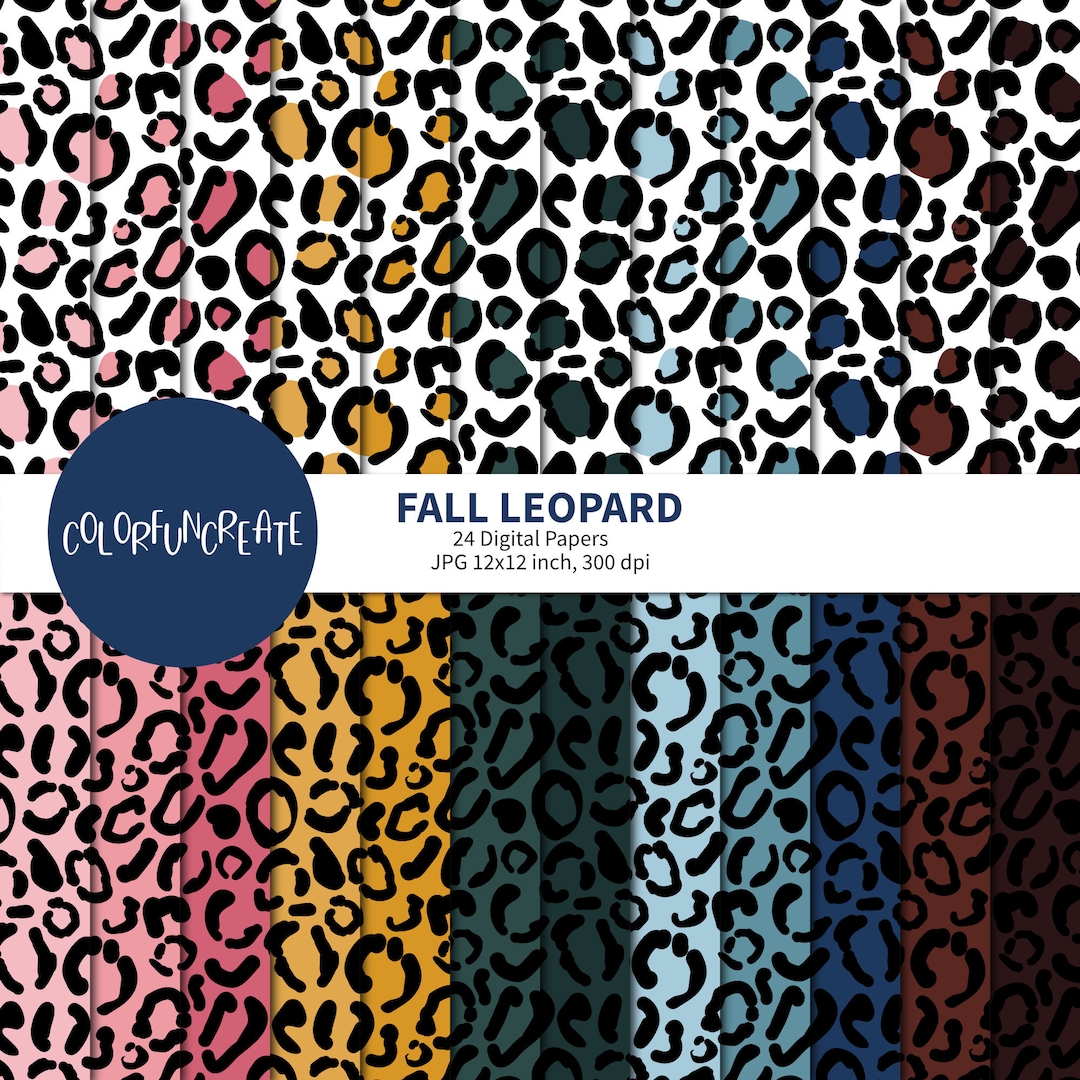 SALE Fall Leopard Digital Papers, Colorful Leopard Patterns, Seamless ...
