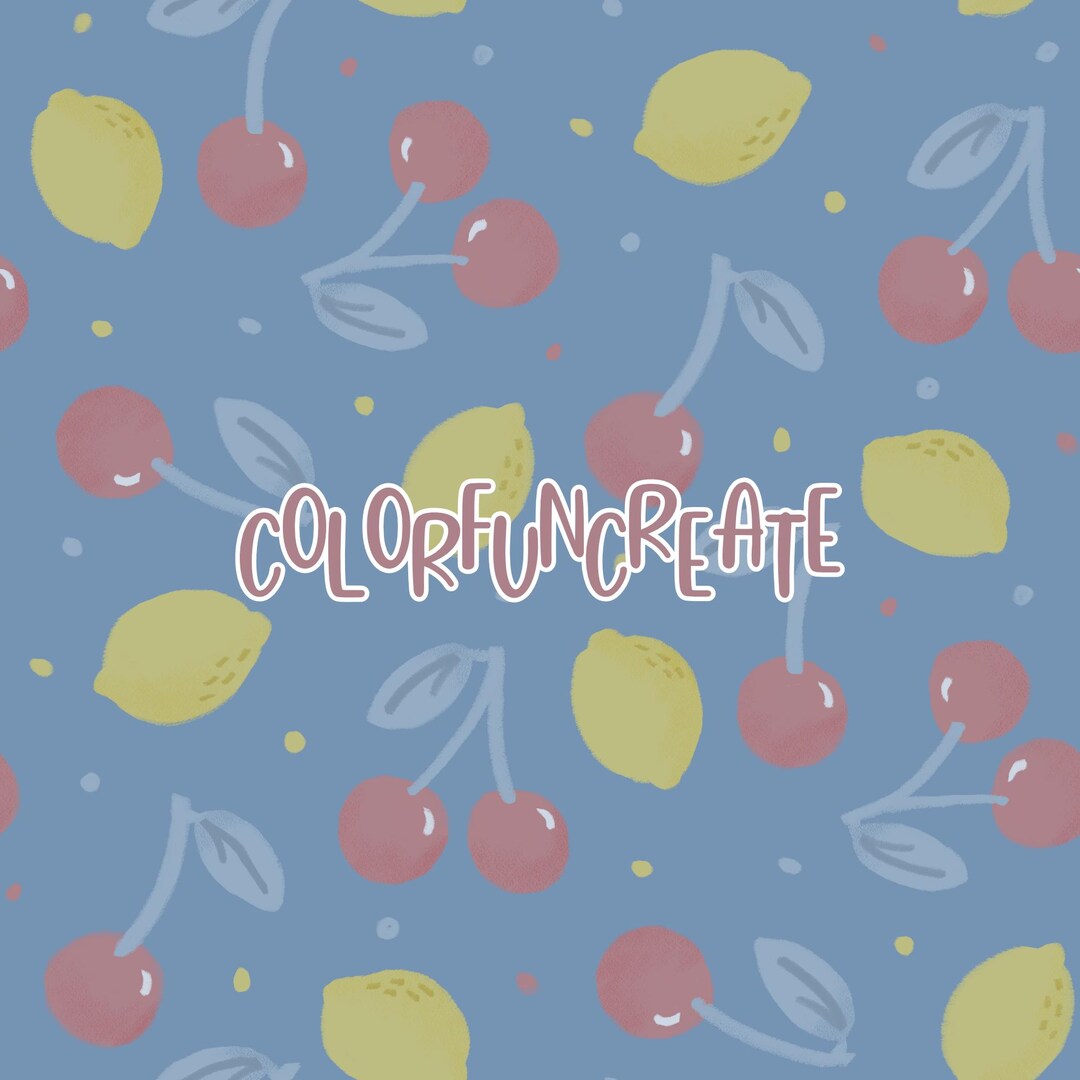 Cherry Lemon Muted Seamless Pattern, Summer Fruit Pattern for Fabric ...