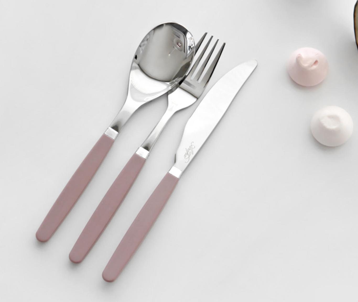 Korean Pastel Color Cutlery Set 3PCS: Fork, Knife, Spoon | Dessert ...
