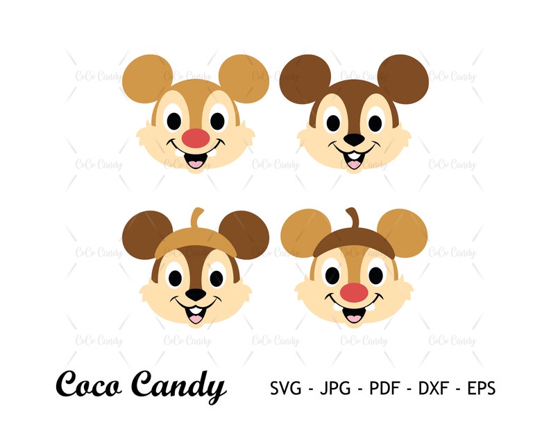 Chip and Dale Mouse Ear SVG | Villain Svg | Mouse Head Svg | Mouse Ear ...