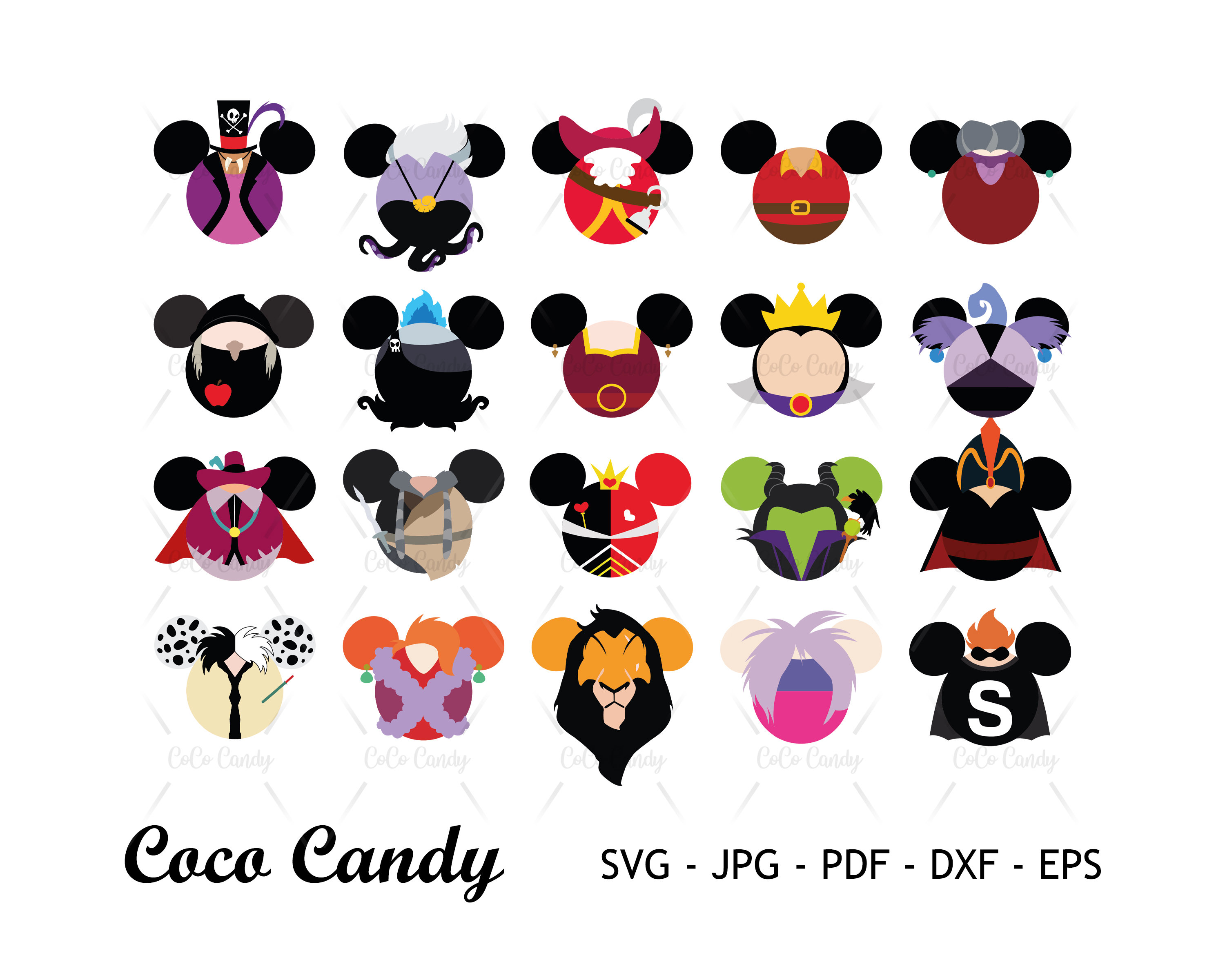 Villain Mouse Ear SVG Bundle | Villain Svg | Mouse Head Svg | Mouse Ear ...