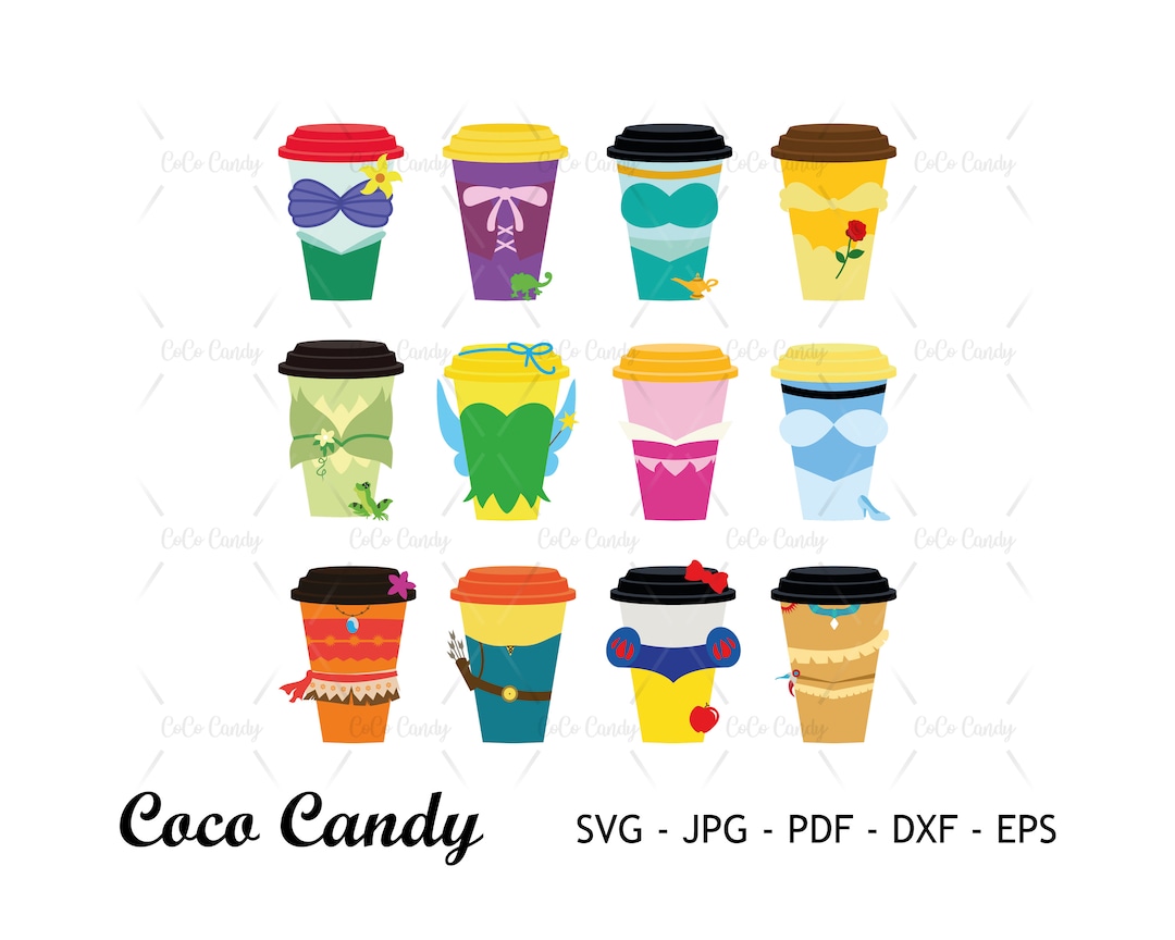 Princess Coffee Cup Bundle Svg | Princess SVG | Coffee Cupsvg ...