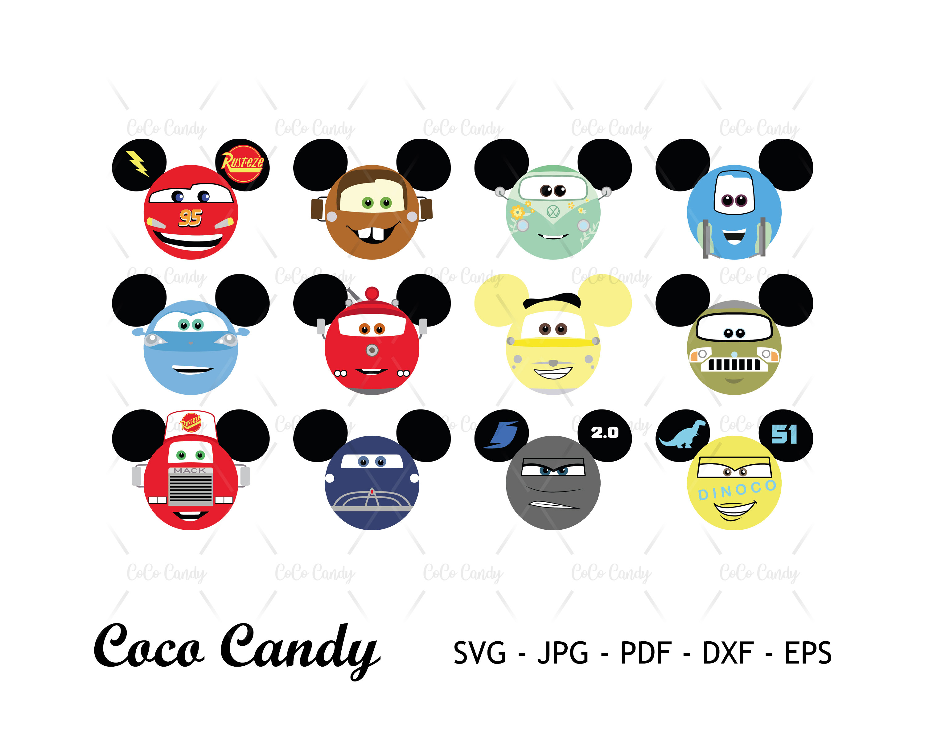 Cars Mouse Ear SVG Bundle | Villain Svg | Mouse Head Svg | Mouse Ear ...